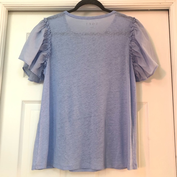 LOFT | Tops | Nwt Loft Cornflower Blue Flutter Sleeves Linen Top | Poshmark